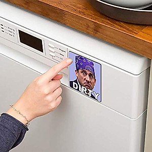 Michael Scott Prison Mike Dishwasher Magnet Clean Dirty Sign Sticker Strongest Magnet Double Sided Flip with Metal Magnetic Plate Universal Kitchen Dish Washer Reversible Indicator