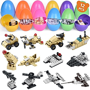 FUN LITTLE TOYS 12Packs Building Block Easter Egg for Party Favors Easter Baskets Stuffer