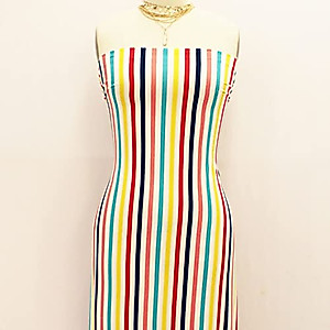 Texco Inc Verical Design DTY Brushed Fabric/Poly Spandex 4 Way Stretch Stripes DIY Projects, Off White Red 1 Yard