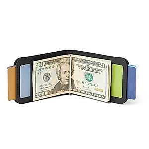 Distil Union Wally 5.0 with MagLock | Leather Bifold Wallet with Money Clip & MagLock | Slim, Minimalist Billfold (Black, Version 5.0 with RFID)