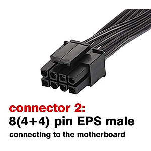 TeamProfitcom ATX CPU 8 Pin Power Extension Cable CPU 8 Pin Female to 8(4+4) Pin Male EPS-12V Extension Cable for Motherboard 32 Inches