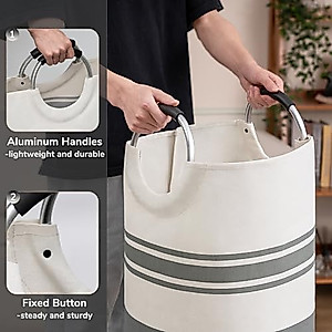 CHICVITA Large Laundry Basket Dirty Clothes Hamper, Collapsible Laundry Baskets for College Dorm, Foldable Dirty Clothes Basket, Canvas Laundry Bag with Handles, 1 Pack, 80L, Grey