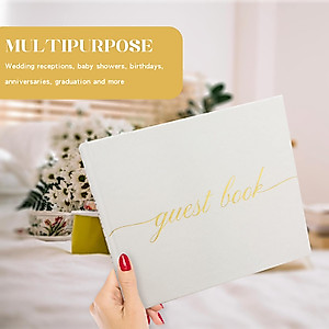 ZICPERY Elegant Wedding Guest Book - Perfect for Wedding Receptions, Baby Showers, Birthdays and Special Events - Polaroid Guest Book with 110 Lined Pages for Sign-in and Photos -Hardcover (White)