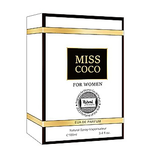 Hybrid & Company Miss Coco Fragrance for Women Eau De Parfum Natural Spray Sensual Scent, 3.4 Fl Oz
