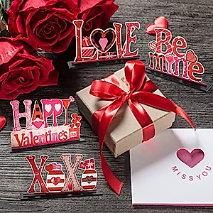 4Pcs Valentine's Day Decorations Love Wooden Table Sign, Anniversaries Tabletop Centerpiece Signs Ornaments for Gift Dining Room Table Party Home Kitchen Holiday Decorations Gift for Girlfriend Wife