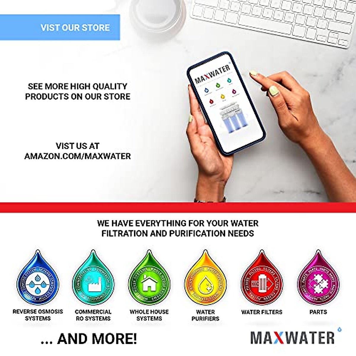 Max Water 5 Micron Replacement Filter Set (10 inch x 2.5 inch) for Standard RO (Reverse Osmosis) Water Filter System - PP Sediment & CTO Carbon Block
