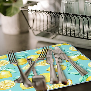 Microfiber Lemon Dish Drying Mat 24x18 inch Super Absorbent Dish Draining Mat for Kitchen Counter Kitchen Gadgets for Easy Clean Multi-use