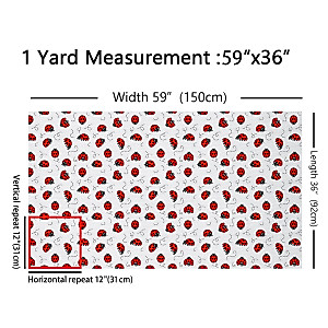 Cartoon Ladybugs Fabric by The Yard Red Black Wild Animal Decor Fabric for Kids Boys Girls Nature Creature Rustic Style Fabric for DIY Outdoor Indoor Furnishing Hobby 1 Yard