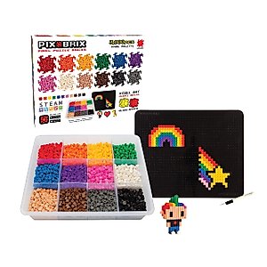 Pix Brix Pixel Art Puzzle Bricks – 6,000 Piece Pixel Art Container, 12 Color Light Palette – Interlocking Building Bricks, Create 2D and 3D Builds Without Water or Glue – Stem Toys, Ages 6 Plus