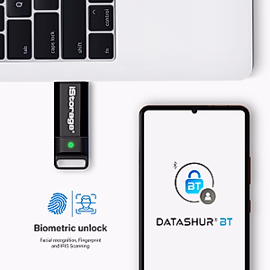 iStorage datAshur BT 128 GB | Encrypted Secure Flash Drive | Unlock via Smartphone Using Bluetooth | FIPS 140-2 Level 3 Certified | Remote Management Ready