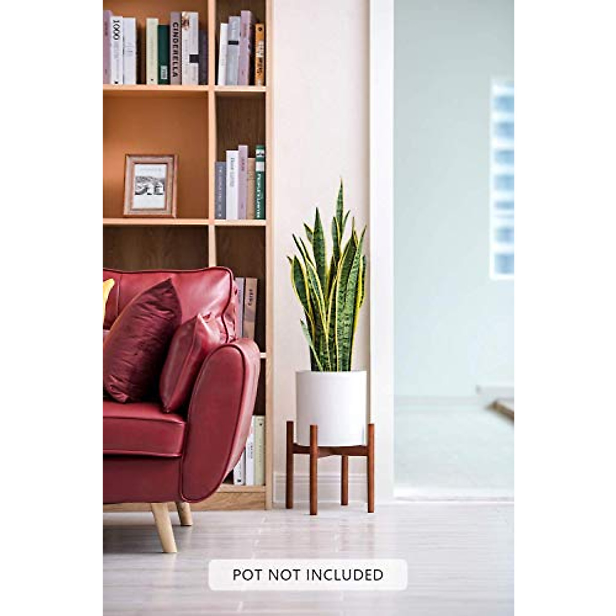 Mkono Plant Stand Mid Century Wood Flower Pot Holder (Plant Pot NOT Included) Modern Potted Stand Indoor Display Rack Rustic Decor, Up to 10 Inch Planter, Brown