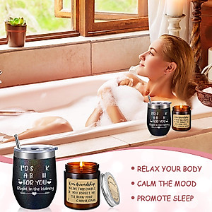 Cunhill 6 Pcs Birthday Valentine's Day Gifts, Friendship Gifts for Women Friends Female, Sister Gifts Tumbler with Straw Lavender Scented Candles Keychain Makeup Bag Bracelet(Fresh Style)