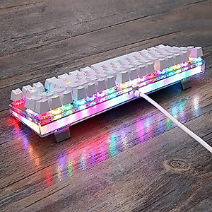 LED Backlit Wired Gaming Keyboard and Mechanical Feeling Rainbow Backlight Emitting CharacterAdjustable USB Mice Compatible with PC (White)