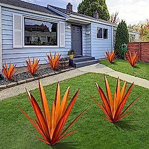 Homight Large Agave Sculpture Rustic Metal Agave Plant Outdoor Interior Decoration Outdoor Lawn Decoration Yard Wooden Posts Matching Garden Suitable for Patio… (Big, red)