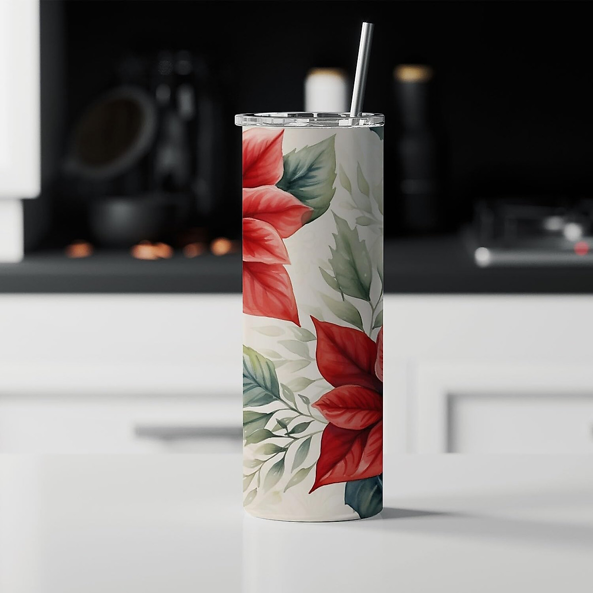 Medpol Red retro flower tumbler with lid and straw 20 oz insulated tumbler cups Red retro flower insulated travel coffee mugs for women cute sippy cups stainless insulated travel cups