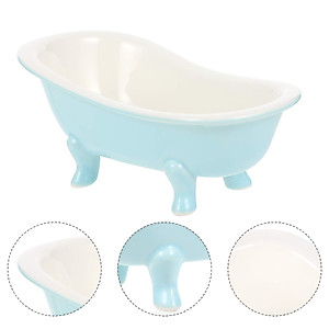 Hemoton Blue Ceramic Dessert Bowls Bathtub Shape Food Serving Bowl Reusable Ice Cream Bowl Household Candy Bowl Dish Appetizer Bowls for Home Restaurant