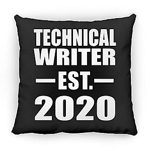 Designsify Technical Writer Established EST. 2020, 12 inch Throw Pillow Black Decor Zipper Cover with Insert, Gifts for Birthday Anniversary Christmas Xmas Fathers Mothers Day