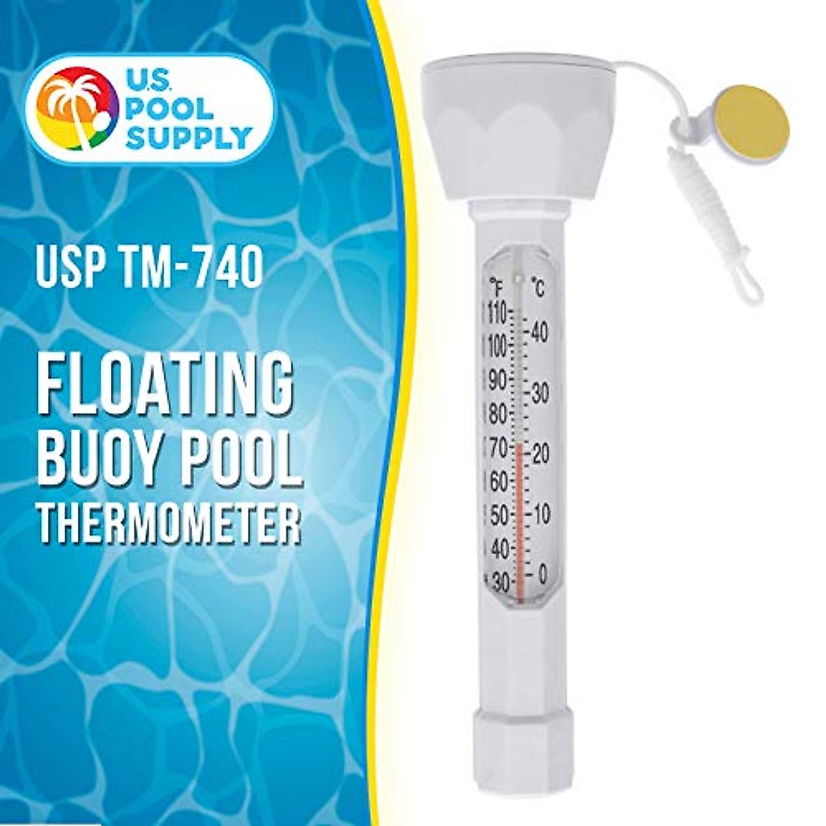 U.S. Pool Supply Floating Buoy Pool Thermometer with Jumbo Easy-to-Read Temperature Display Analog