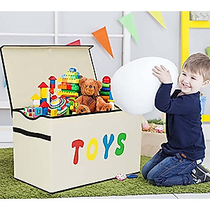 YOLOXO 2 PackToy Box Chest, Collapsible Sturdy Storage Bins with Lids, Extra Large Kids Toy Storage Organizer Boxes Bins Baskets for Kids, Boys, Girls, Nursery Room, Playroom, Closet