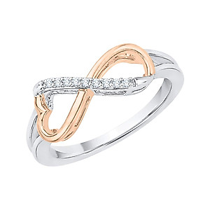 KATARINA Heart Shaped Infinity Diamond Ring in Sterling Silver Two Tone (1/20 cttw, J-K, I1-I2) (Size-8)