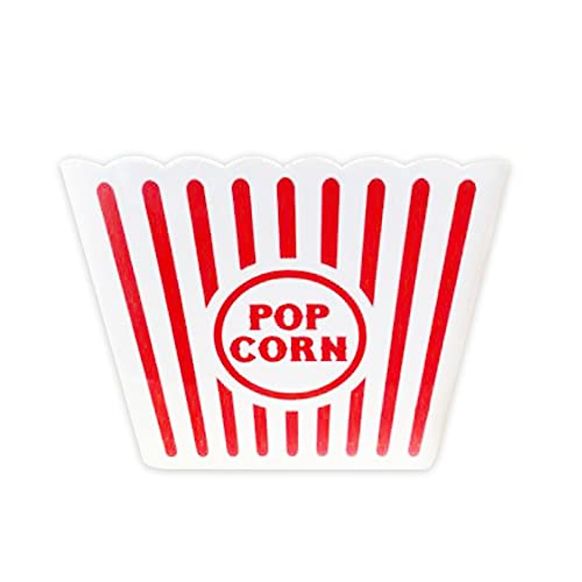 Novelty Place Plastic Red & White Striped Classic Popcorn Containers for Movie Night - 8" Square x 7" Deep (1 Pack)