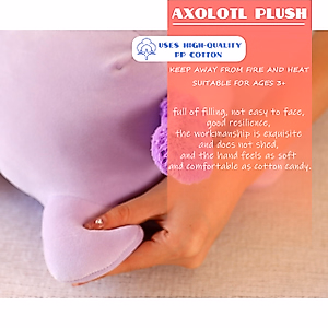 Tiralia Cute Axolotl Plush, Axolotl Stuffed Animals Salamander Plush Pillow Kawaii Soft Plushies Toy Axolotl Doll Gifts for Girls Kids Decor (13in, Black)