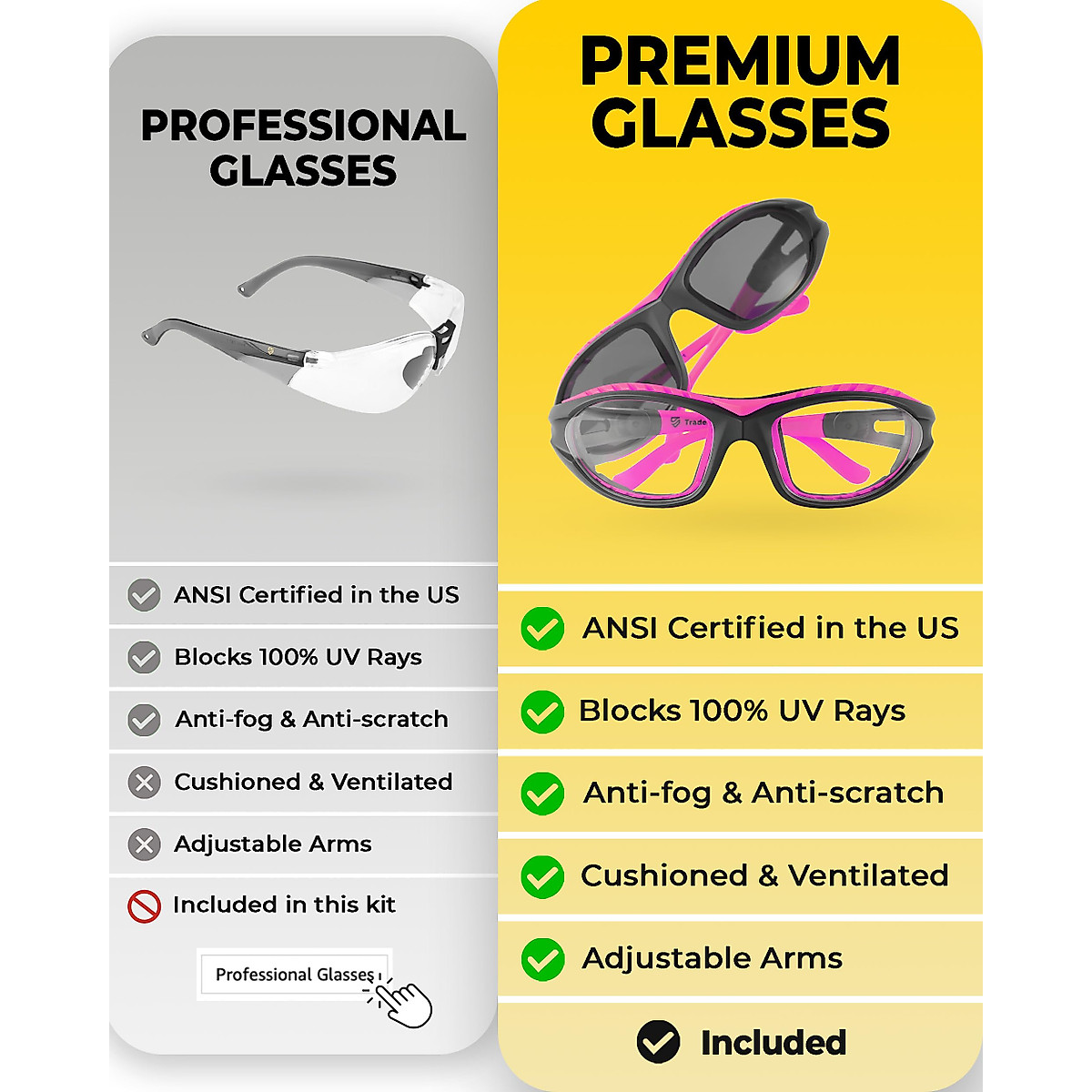 TradeSmart Ear Protection for Gun Range & Eye Protection for Shooting + Firearm Confidence Course, 5x Earplugs and Hard Case