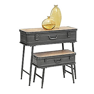 4D Concepts Urban Loft Metal Two Trunk Tables, Rustic Natural Pine