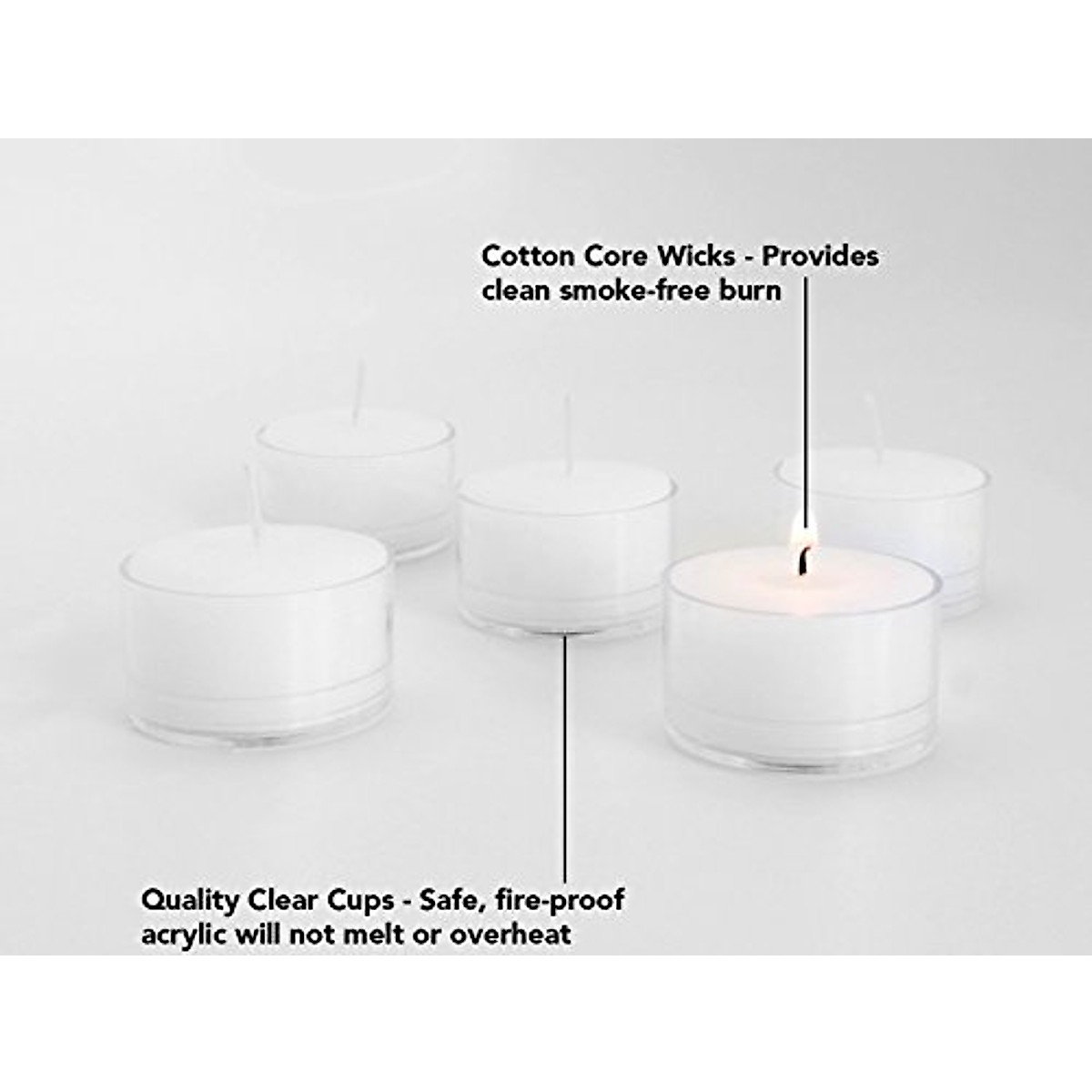 D'Light Online Clear Cupped Extended Burn 7 Hour Long Burn Unscented White Tealight Candles in Clear Plastic Cups - Set of 100