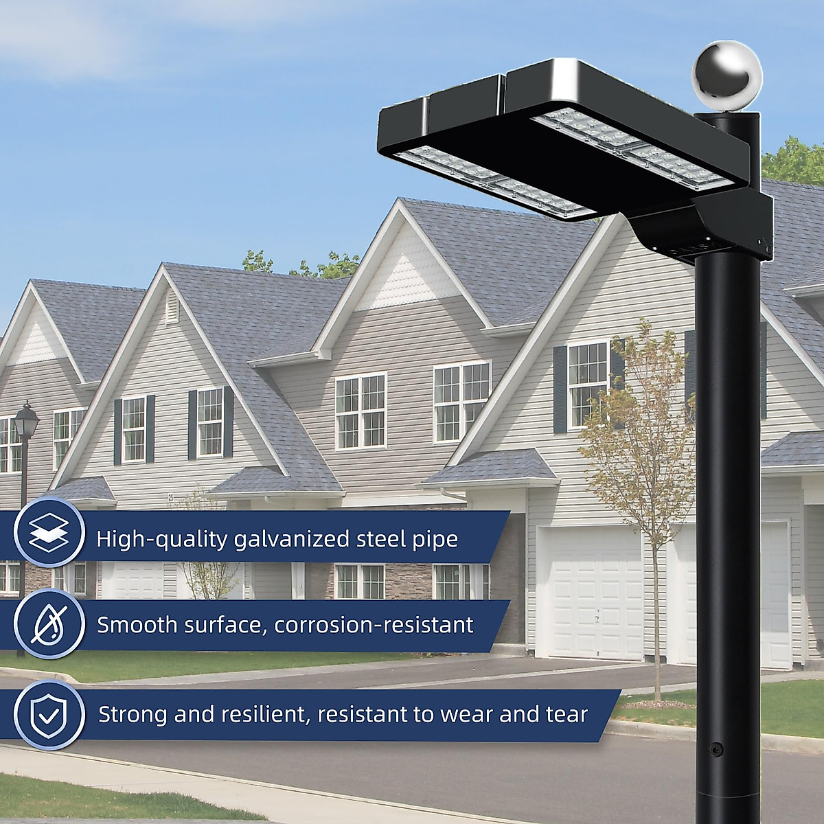 Xhmeishan Street Light Pole 16Ft, Street Light Poles for Outdoor Lighting,Solar Street Light Pole Accessory for Street, Suitable for Basketball Courts, Parking Lots, Residential Areas, Park (16FT)