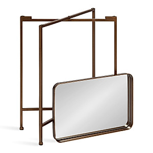 Kate and Laurel Celia Modern Mirrored Tray Side Table, 18 x 12 x 26, Dark Bronze, Foldable Rectangular End Table for Storage and Display