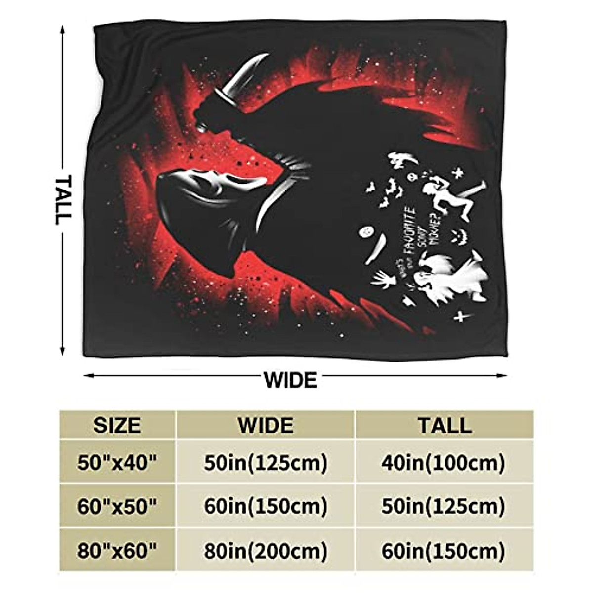 Horror Movie Blanket Flannel Ultra-Soft Plush Throw Super Fuzzy Warm Lightweight Thermal Fleece All Season Cozy Blankets for Travel Office Outdoor Home Couch Living Room Bed Sofa 50"X40"