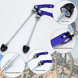 Moicstiy 1Pair Quick Release Bicycle Hubs Bike Wheel Hub Front and Rear Skewers Clip Kit for Mountain Bike (Blue)