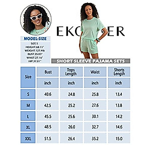 Ekouaer Women's Short Sleeve Pajama Sets Lounge Top and Shorts Hollow Out Pj Outfits Set for Summer (Purple, S)