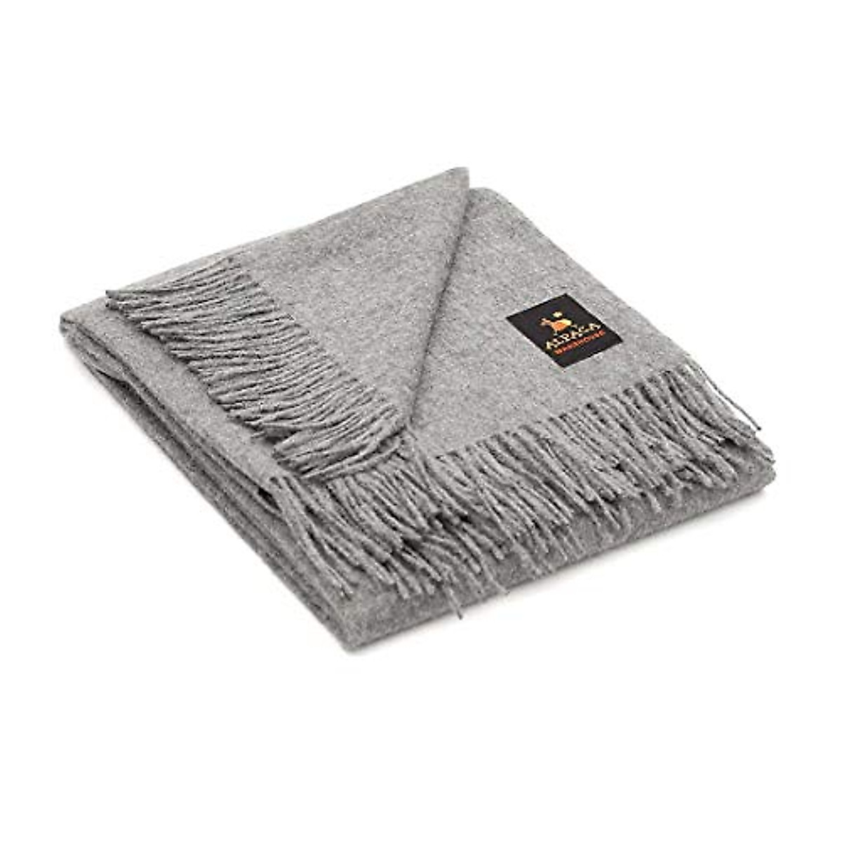 100% Baby Alpaca Wool Blanket Throw Solid Color Design for Bed Couch Sofa Soft Warm Peruvian Alpaca Wool Blankets 72" x 52" (Gray)