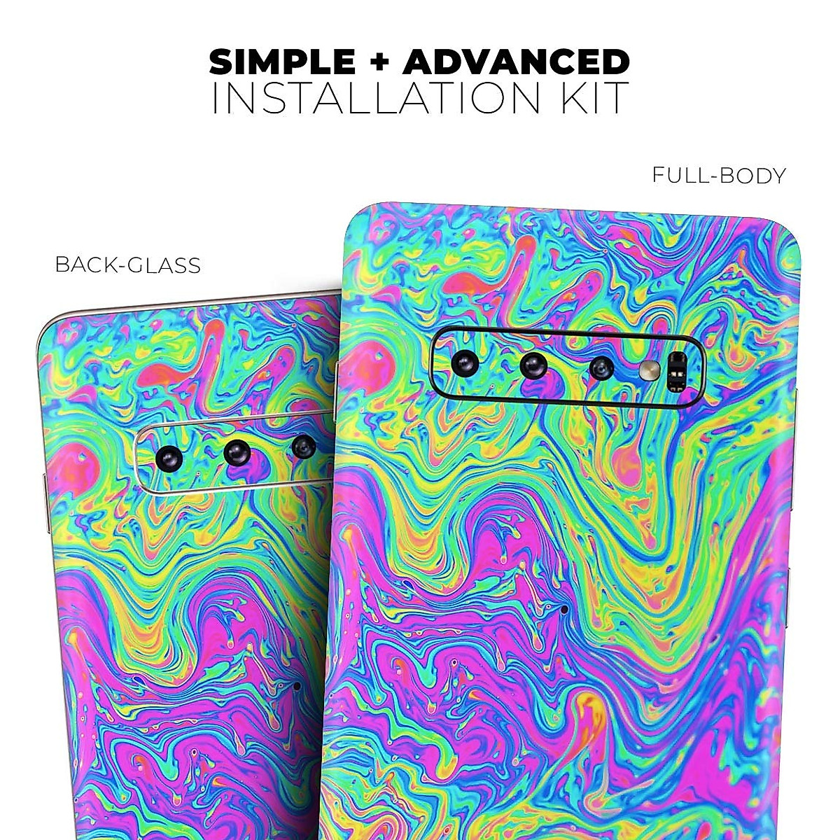 DesignSkinz Neon Color Swirls V2 Protective Vinyl Decal Wrap Skin Cover Compatible with The Samsung Galaxy S20 (Screen Trim & Back Glass Skin)