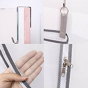 ALYER Ultra Large Door Hanging Mesh Laundry Hamper Basket,Collapsible Stuffed Animal Storage Bag Organizer (Gray)