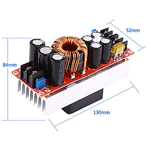 Oumefar 10-60V to 12-90V DC-DC Boost Converter with Fan 1500W 30A Step Up Power Supply Module with Fan for High Power LED Motors