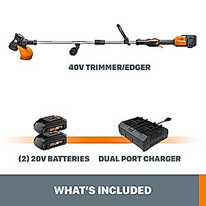 Worx WG184 40V Power Share 13" Cordless String Trimmer & Wheeled Edger (Batteries & Charger Included)
