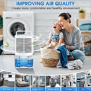 Gocheer Upgrated Dehumidifier for Basement Home, Small Portable Dehumidifiers for Room Home with Drain Hose, 68oz (2000ML) 8000 Cubic Feet 800 Sq.ft, Quiet Dehumidifiers for Bathroom RV Bedroom Closet Kitchen