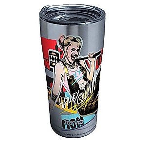 Tervis Warner Brothers - Birds of Prey Harley Quinn Stainless Steel Insulated Tumbler with Clear and Black Hammer Lid, 20oz, Silver