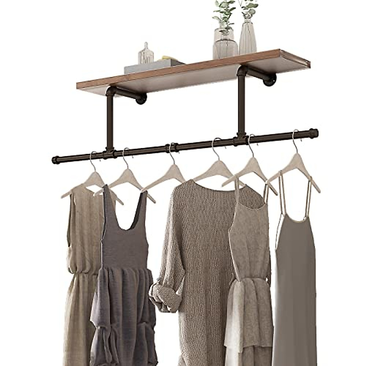 MUZIK 40 inch Long Industrial Pipe Clothes Rack, Heavy Duty Wall Mounted Garment Racks for Bathroom Cabinet Boutique Clothing Store