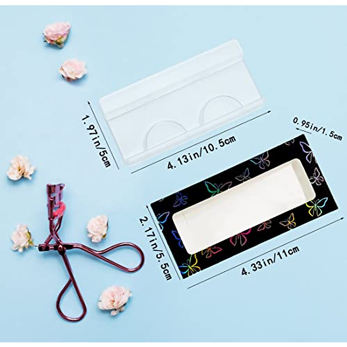 GuangZhou 60 Pieces False Eyelashes Box Empty Lash Packaging Storage Containers 30 Soft Paper Lash Boxes with 30 Tray Laser Butterfly Prints Lash Case Holder (Black)