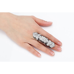 Szxc Women's Double Full Finger Armor Knuckle Long Adjustable Ring Halloween Party Accessories Costume Jewelry Gifts