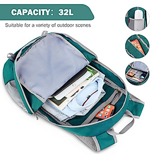 ZOMAKE Packable Hiking Backpack Water Resistant:32L Lightweight Foldable Backpacks - Small Packable Back Pack for Travel Camping Hiking Women Men (Olive green)