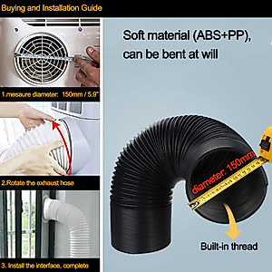 TX.SY Exhaust Hose for Portable Air Conditioner 5.9 Inches, Diameter 5.9 inches in Length, Soft and Wire-Free (White Exhaust Hose+Interface)