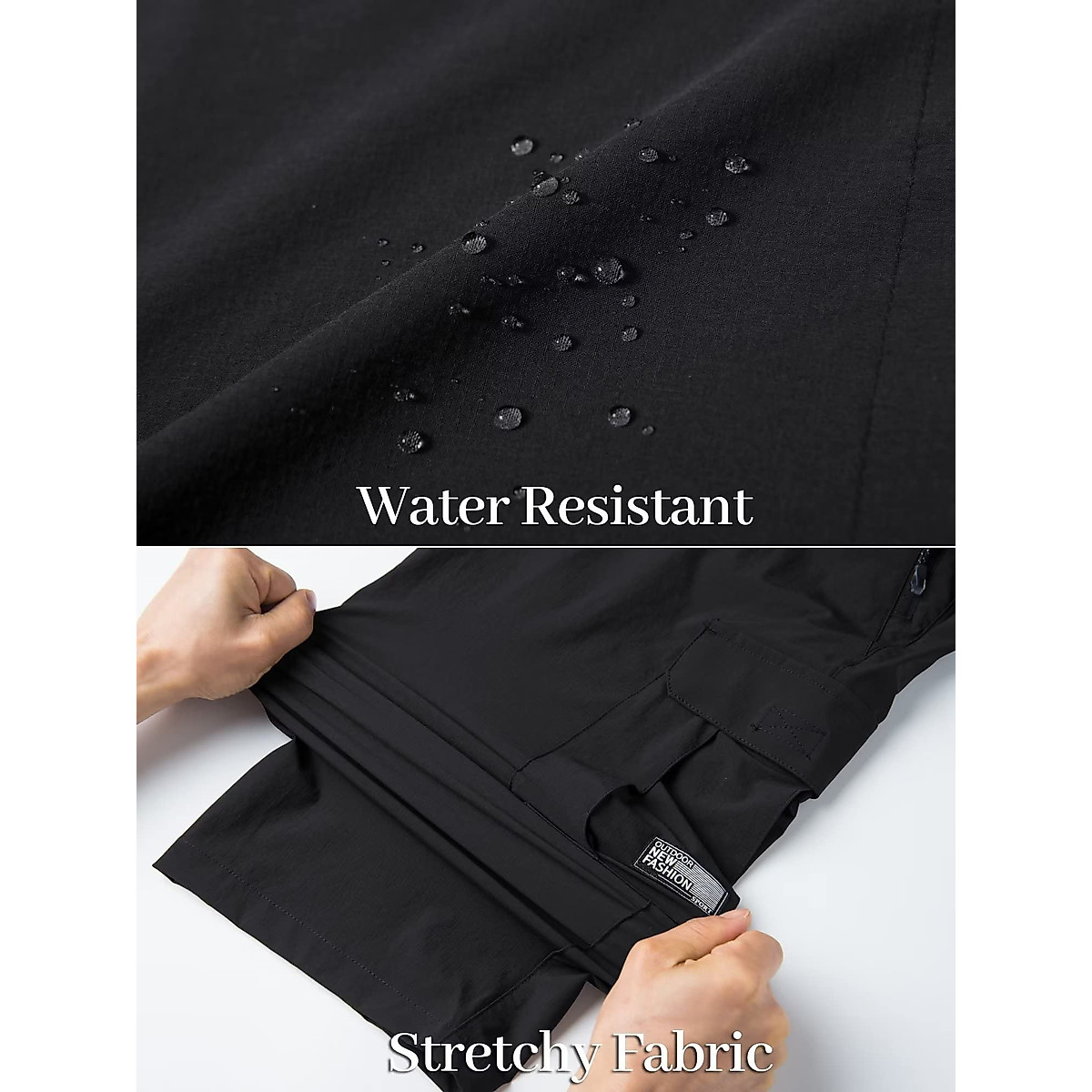 MAGCOMSEN Athletic Shorts for Men with Pockets 3/4 Casual Cargo Shorts Running Shorts Cropped Pants Hiking Fishing Shorts for Men Black