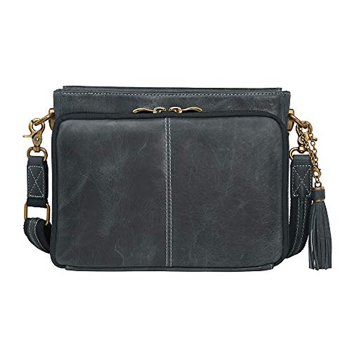 Gun Tote'n Mamas womens Tote'n (Grey) Distressed Buffalo Leather Crossbody Organizer Purse by Gun Tote n Mamas, Grey, Medium US