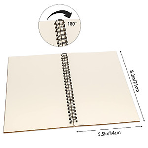 LABUK 2pcs Unlined Spiral Notebook, Blank Sketch Book Pad, Sketch Book, A5 Soft Cover Drawing Book Diary Memo Notepads, 100 Pages/ 50 Sheets, 8.2 x 5.5 Inches, for Gifts School Supplies