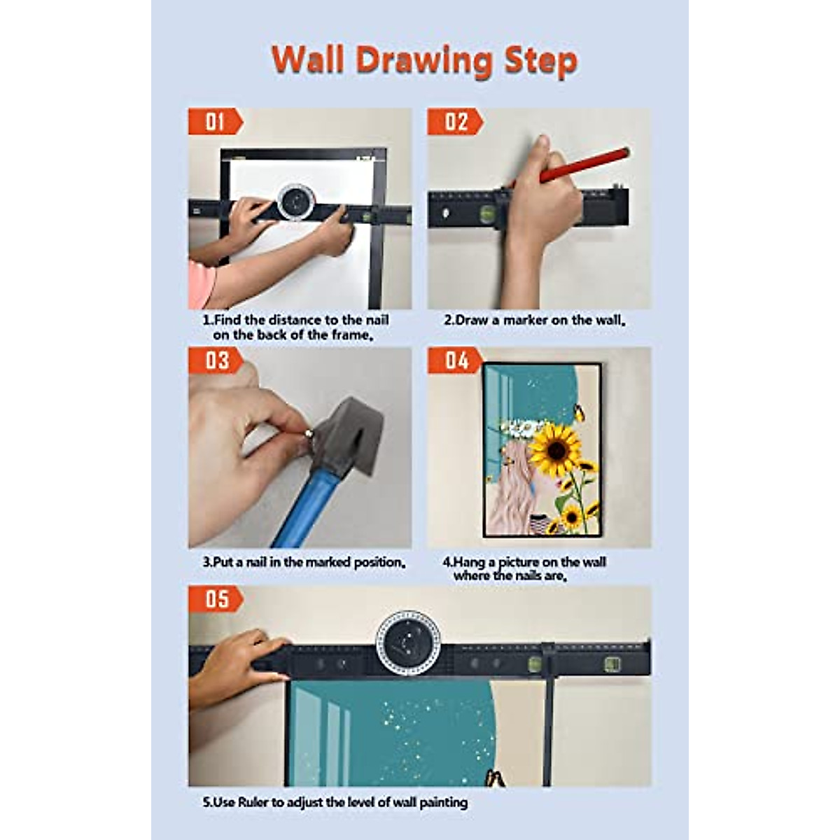 N/A Angle Finder Tool,With Level Function，Featuring Precision Laser Engraved Scales，14-Inch Miter Saw Protractor,Applicable To All Building Trades